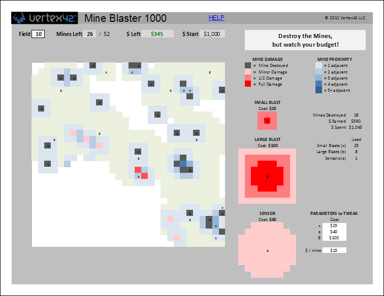 Mine Blaster 1000 for Excel - Like Minesweeper but Better